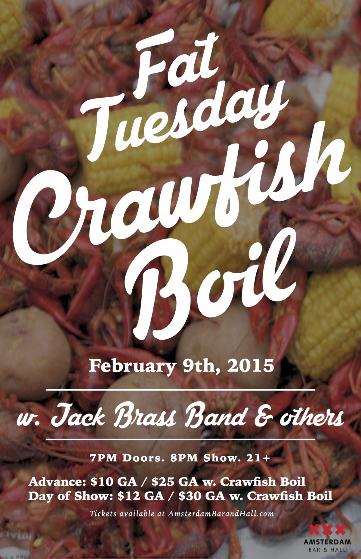 Fat Tuesday Crawfish Boil w. Jack Brass Band, B3 - Amsterdam Bar and Hall