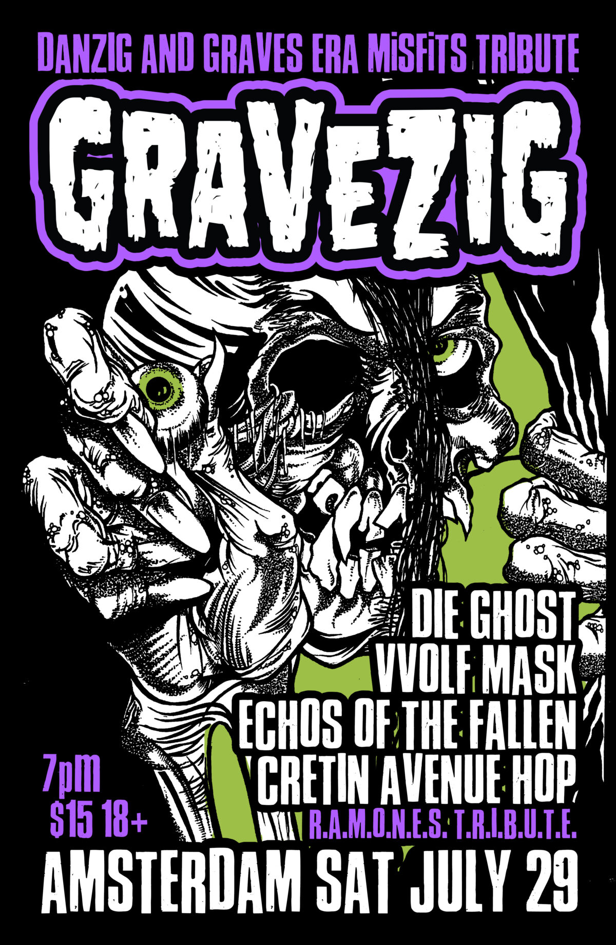 Amsterdam presents… GRAVEZIG, Die Ghost, VVolf Mask, Echoes of the Fallen, & Cretin Avenue Hop ...