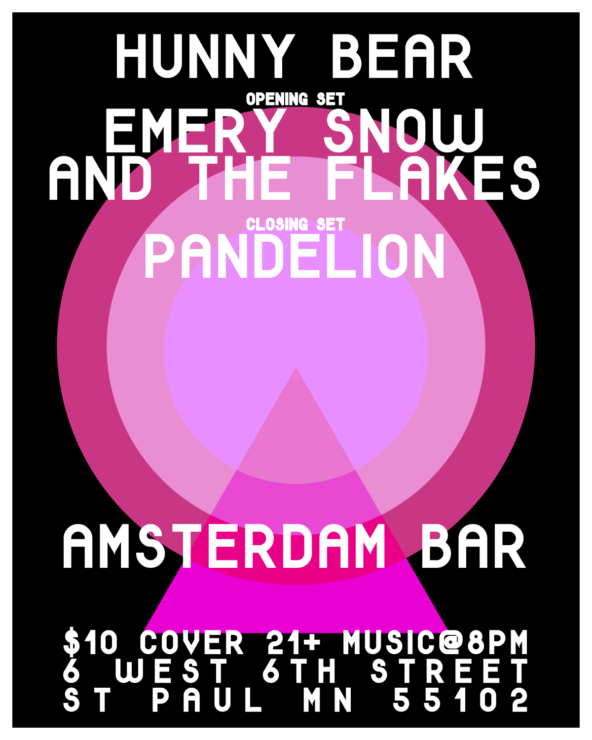 Amsterdam presents… HUNNY BEAR w/ Pandelion, & Emery Snow & the Flakes ...
